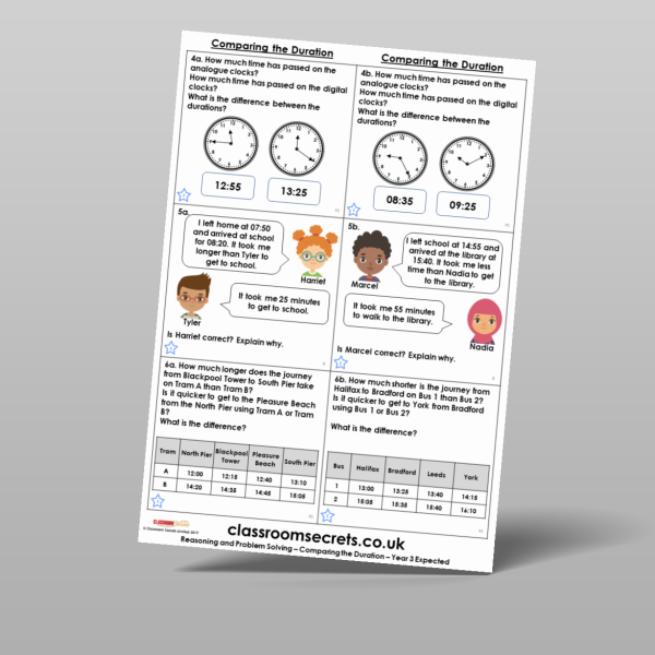 Year 3 Comparing The Duration Reasoning And Problem Solving Resource ...