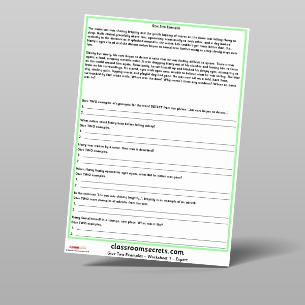 KS2 Give Two Examples Reading Test Practice Resource | Classroom Secrets