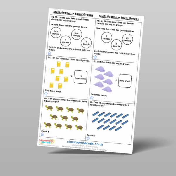 Year 3 Multiplication Equal Groups Reasoning And Problem Solving Resource | Classroom Secrets