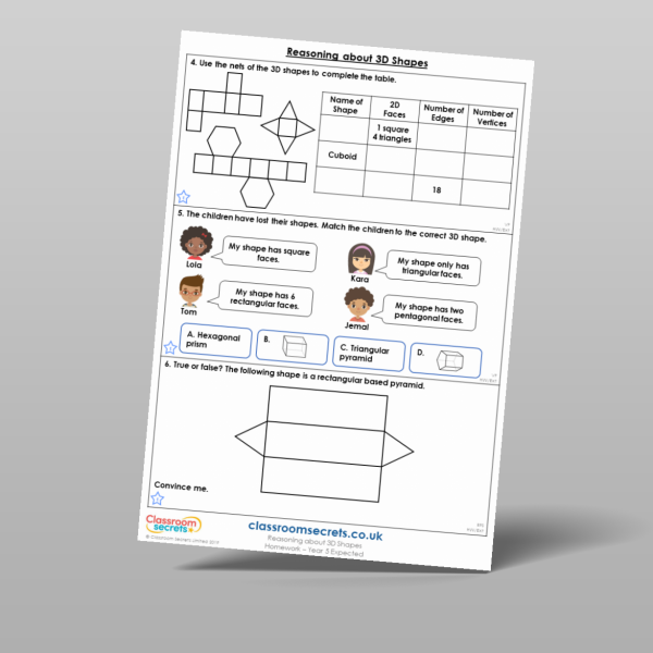Year 5 Reasoning About 3d Shapes Homework Resource | Classroom Secrets