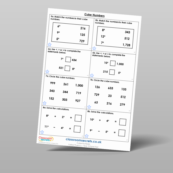 Year 5 Cube Numbers Varied Fluency Resource | Classroom Secrets