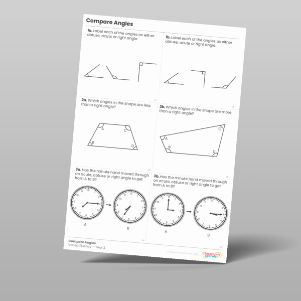 Year 3 Compare Angles Varied Fluency 2 Resource | Classroom Secrets