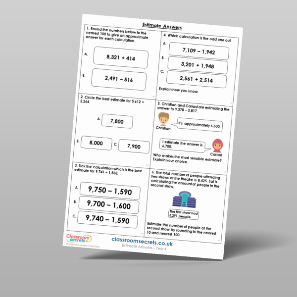 Year 4 Estimate Answers Mixed Activity Resource | Classroom Secrets