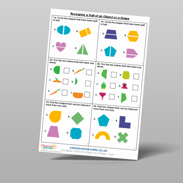 Year 1 Recognise Half Of An Object Or A Shape Varied Fluency Resource ...