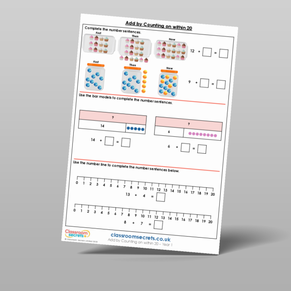 Year 1 Add By Counting On Within 20 Main Activity Resource | Classroom ...