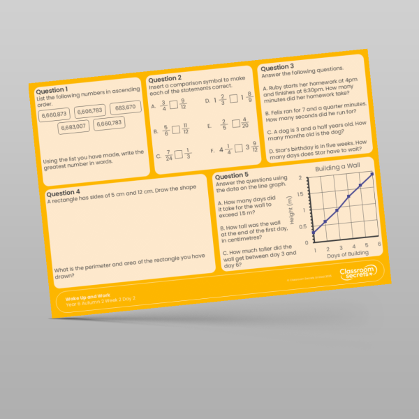 Year 6 Autumn 2 Week 2 Wake Up And Work Resource | Classroom Secrets