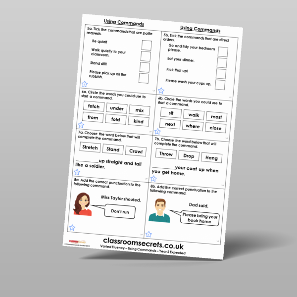 Year 2 Using Commands Varied Fluency Resource | Classroom Secrets
