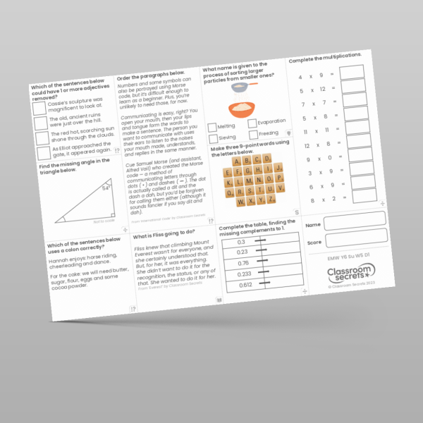 Year 6 Early Morning Work Summer Week 5 Resource | Classroom Secrets