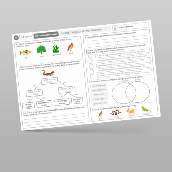 Year 6 Living Things And Their Habitats Pre Unit Assessment Resource ...