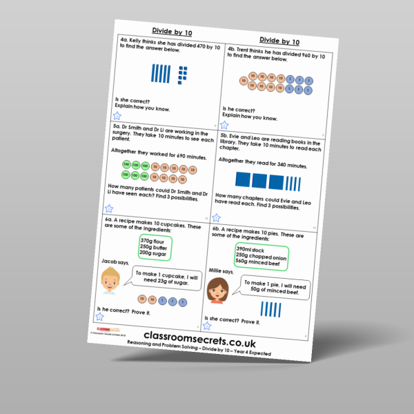 Year 4 Divide By 10 Reasoning And Problem Solving Resource | Classroom Secrets