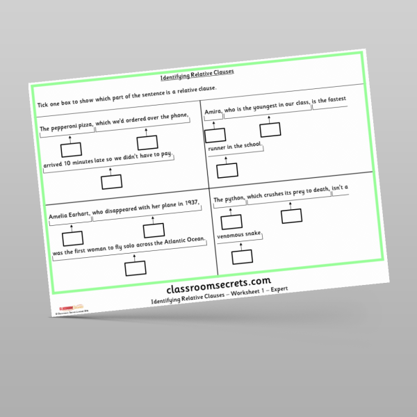 Identifying Relative Clauses KS2 SPAG Test Practice – Classroom Secrets ...