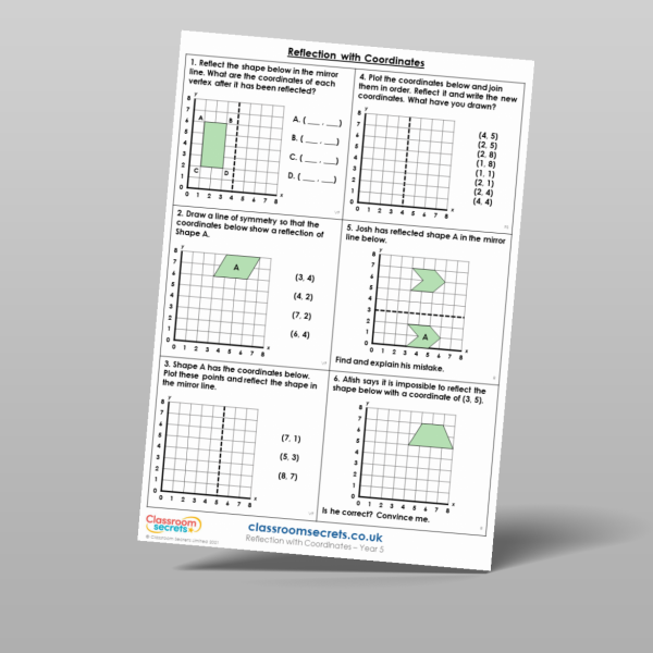 Year 5 Reflection With Coordinates Mixed Activity Resource | Classroom ...