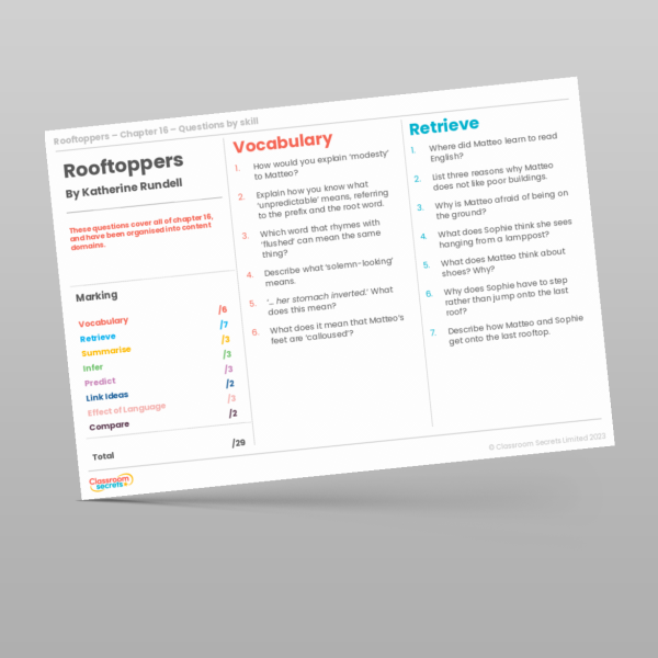 UKS2 Reading Skills Rooftoppers Chapter 16 Resource | Classroom Secrets