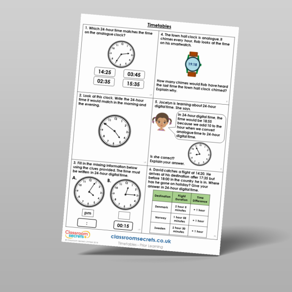 Year 5 Timetables Prior Learning Resource | Classroom Secrets