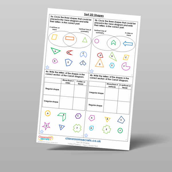 Year 2 Sort 2d Shapes Varied Fluency Resource | Classroom Secrets