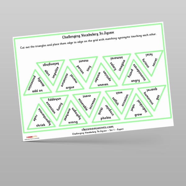 KS1 And Ks2 Vocabulary Challenge Tri Jigsaw Set 1 Resource | Classroom ...