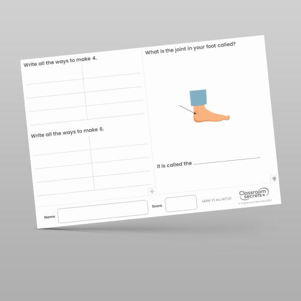 Year 1 Early Morning Work Autumn Week 7 Resource | Classroom Secrets