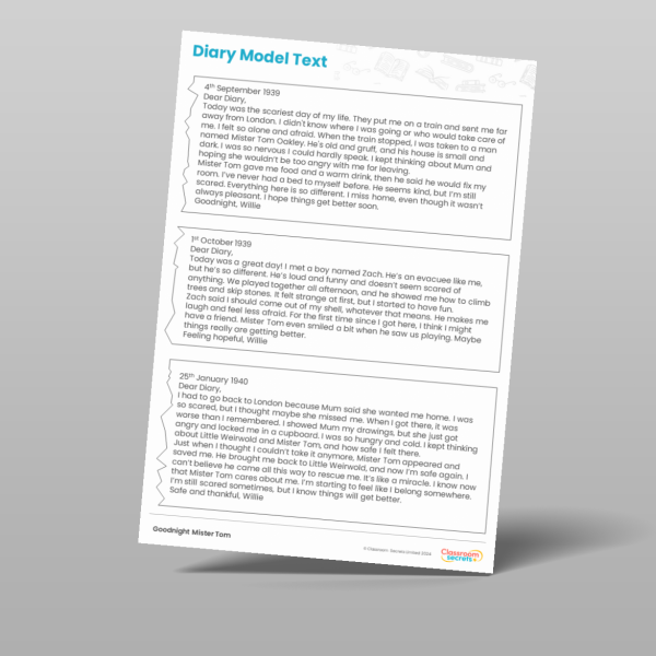 Year 6 Goodnight Mister Tom Writing Unit Model Text Resource ...
