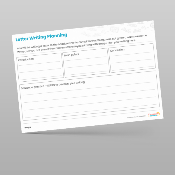 KS1 Beegu Writing Unit Writing Planning And Word Bank Resource ...