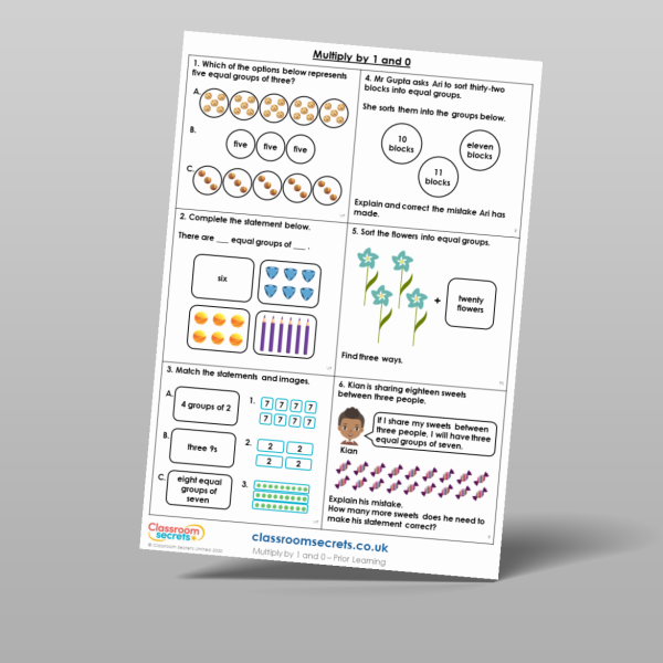 Year 4 Multiply By 1 And 0 Prior Learning Resource | Classroom Secrets