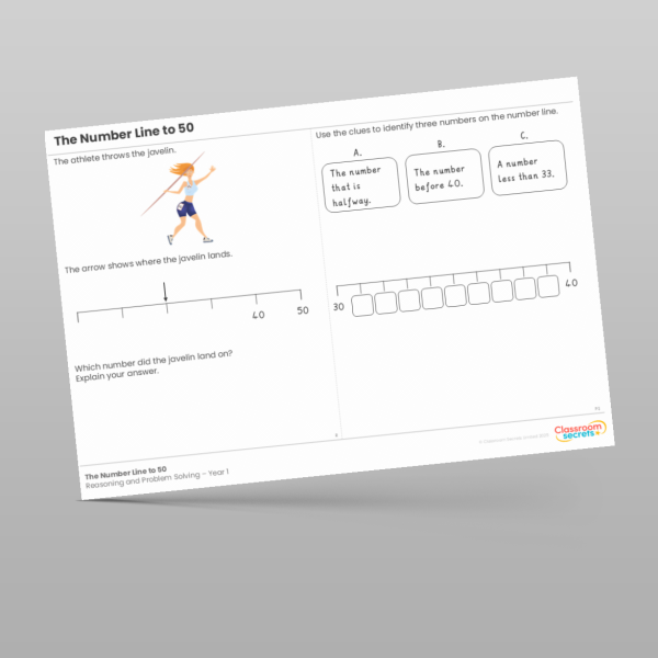 Year 1 The Number Line To 50 Reasoning And Problem Solving 2 Resource ...