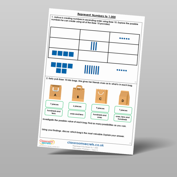 Year 3 Represent Numbers To 1 000 Discussion Problem Resource ...