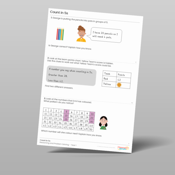 Year 1 Count In 5s Recap Reasoning And Problem Solving Resource ...