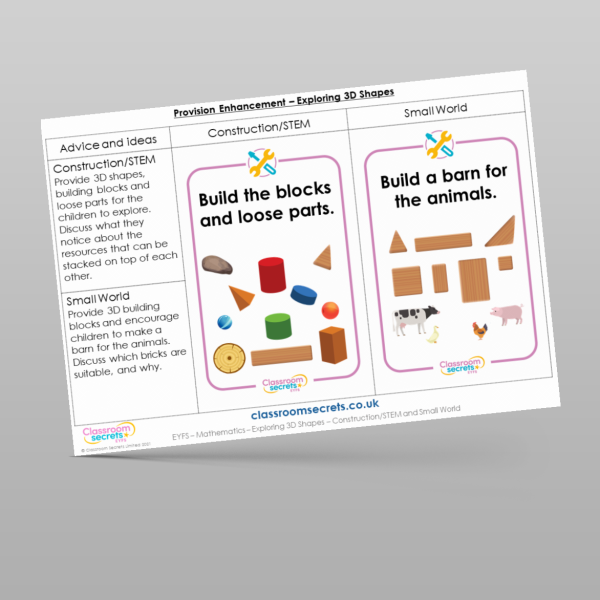 Eyfs Exploring 3d Shapes Provision Enhancement Resource | Classroom Secrets