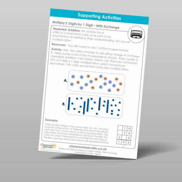 Year 3 Multiply A 2 Digit Number By A 1 Digit Number With Exchange ...