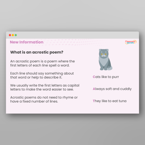 KS1 Acrostic Poems Activity Resource | Classroom Secrets