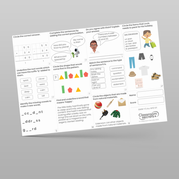 Year 3 Early Morning Work Autumn Week 12 Resource | Classroom Secrets