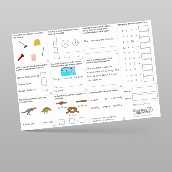 Year 2 Early Morning Work Summer Week 4 Resource | Classroom Secrets
