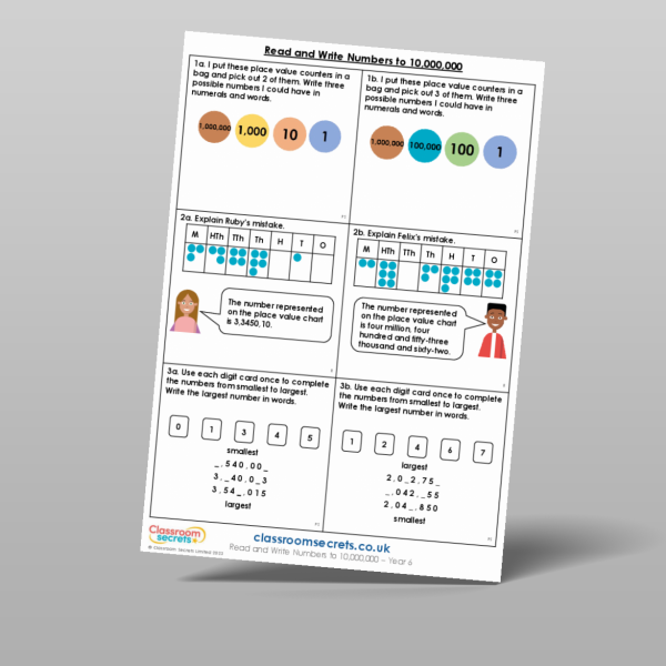 Year 6 Read And Write Numbers To 10 000 000 Reasoning And Problem Solving Resource Classroom