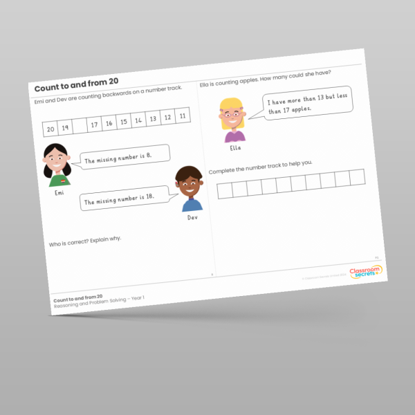 Year 1 Count To And From 20 Reasoning And Problem Solving Resource | Classroom Secrets