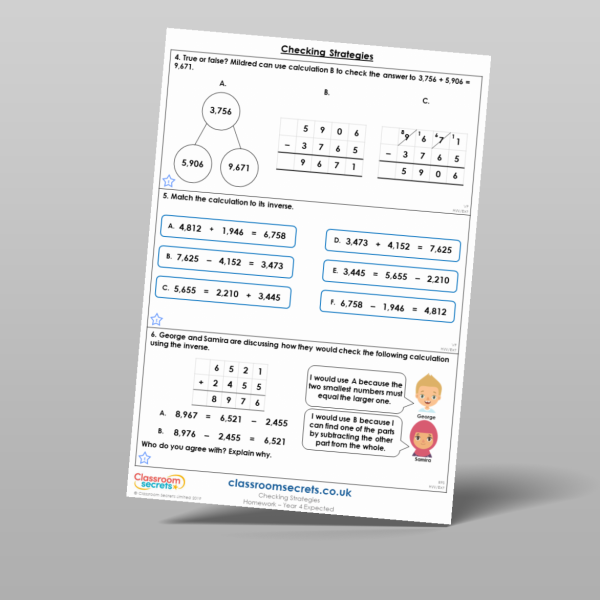 Year 4 Checking Strategies Homework Resource | Classroom Secrets