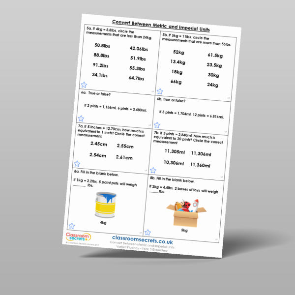 Year 5 Convert Between Metric And Imperial Units Varied Fluency ...
