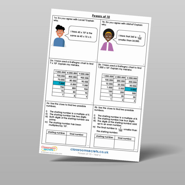 Year 6 Powers Of 10 Reasoning And Problem Solving Resource | Classroom Secrets