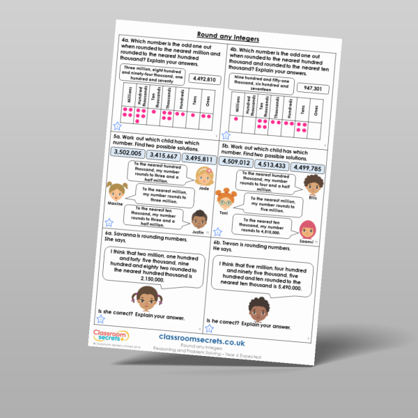 Year 6 Round Any Integers Reasoning And Problem Solving Resource ...