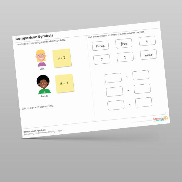 Year 1 Comparison Symbols Reasoning And Problem Solving Resource ...