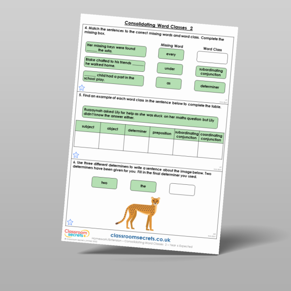 Year 6 Consolidating Word Classes 2 Homework Resource | Classroom Secrets