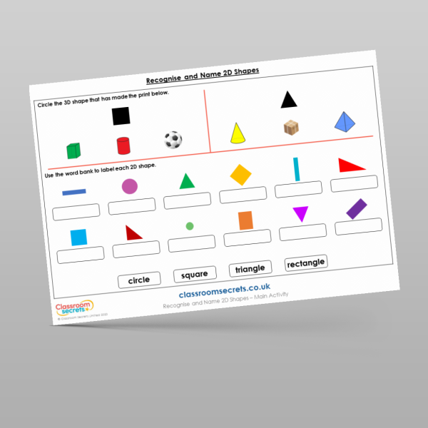 Year 1 Recognise And Name 2d Shapes Main Activity Resource | Classroom ...