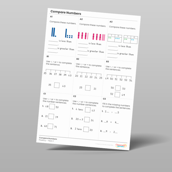 Year 2 Compare Numbers Fluency Matrix Resource | Classroom Secrets