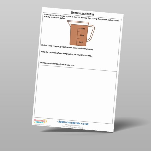 Year 2 Measure In Millilitres Discussion Problem Resource | Classroom ...