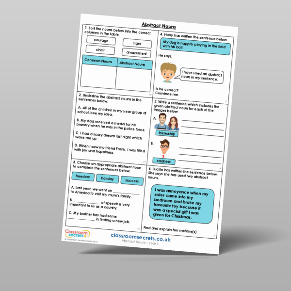 Year 3 Abstract Nouns Mixed Activity Resource | Classroom Secrets