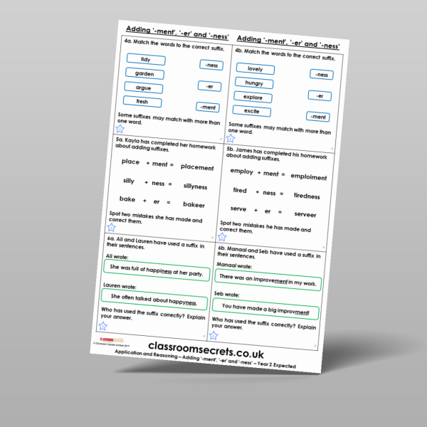 Year 2 Adding Ment Er And Ness Application And Reasoning Resource ...