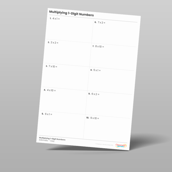 KS1 Multiplying 1 Digit Numbers Arithmetic Test Resource | Classroom ...