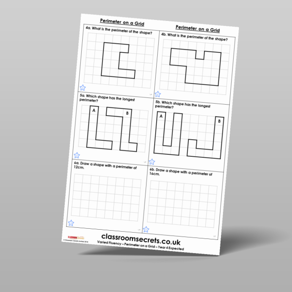 Year 4 Perimeter On A Grid Varied Fluency Resource | Classroom Secrets