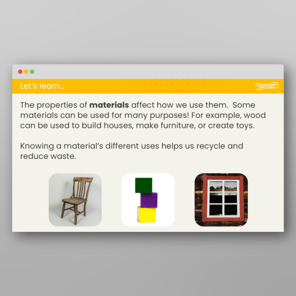 Year 1 Can Objects Be Made From Different Materials Investigation ...