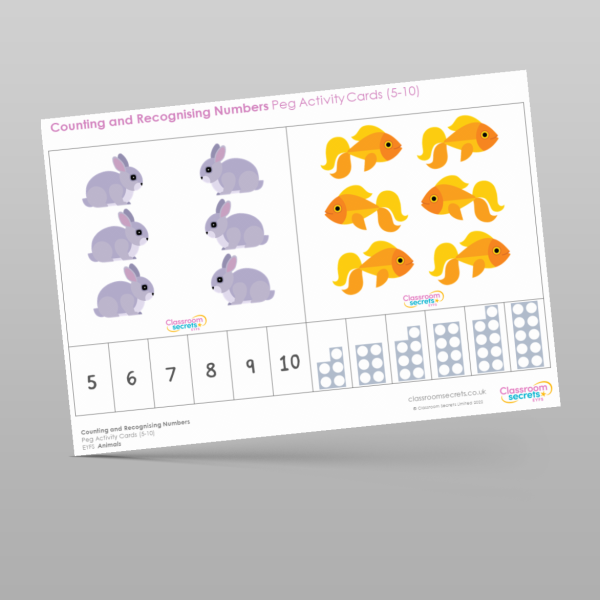 Eyfs Animals Counting And Recognising Numbers Peg Cards Resource ...