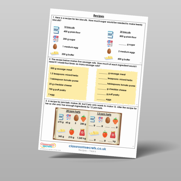 Year 6 Recipes Varied Fluency Resource | Classroom Secrets